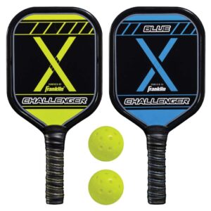 franklin sports pickleball paddle and pickleball starter set - includes 2 aluminum pickleball paddles and 2 franklin x-40 pickleballs - usapa approved