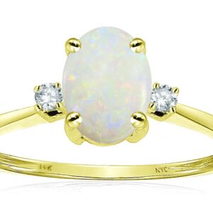 Star K Oval 8x6mm Genuine Opal Engagement Promise Ring 14 kt Yellow Gold Size 6