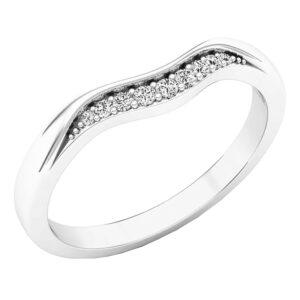 dazzlingrock collection 0.05 carat (ctw) 10k round diamond ladies anniversary wedding band guard ring, white gold, size 6