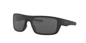 oakley men's oo9367 drop point rectangular sunglasses, matte black/grey, 61 mm