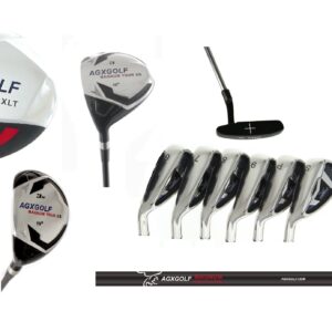 AGXGOLF: Men's Left Hand Tall Length (+1.5 inch) XS Tour Magnum Golf Club Set; w/OverSize Driver + 3 Wood + 3 Hybrid + 5-PW Irons + SW, Free Putter! Built in The USA!