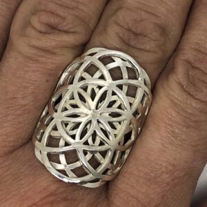 Dabble Big Seed of Life Ring Sterling Silver 925 Sizes Us 7 8 9 Sacred Geometry Flower of Life Yoga jewelry (9) (7)