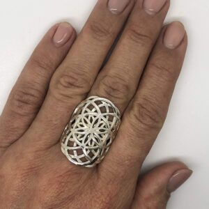 Dabble Big Seed of Life Ring Sterling Silver 925 Sizes Us 7 8 9 Sacred Geometry Flower of Life Yoga jewelry (9) (7)