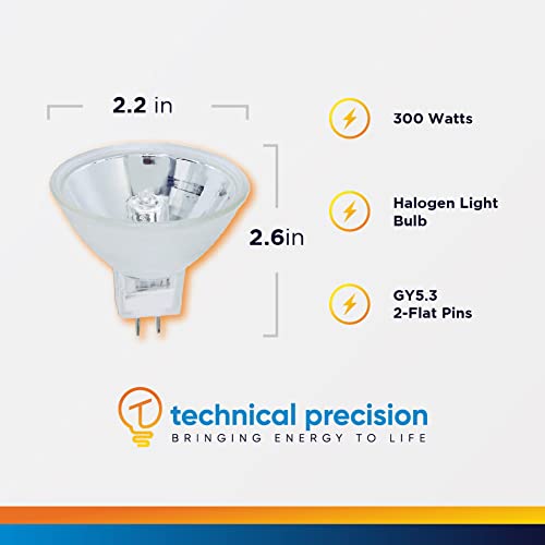 Technical Precision 300W 120V Halogen Bulb Replacement for Kodak Carousel 760h MR16 Projector - GY5.3 2-Flat Pins - 3350K Slide Projector Bulb - 1 Pack