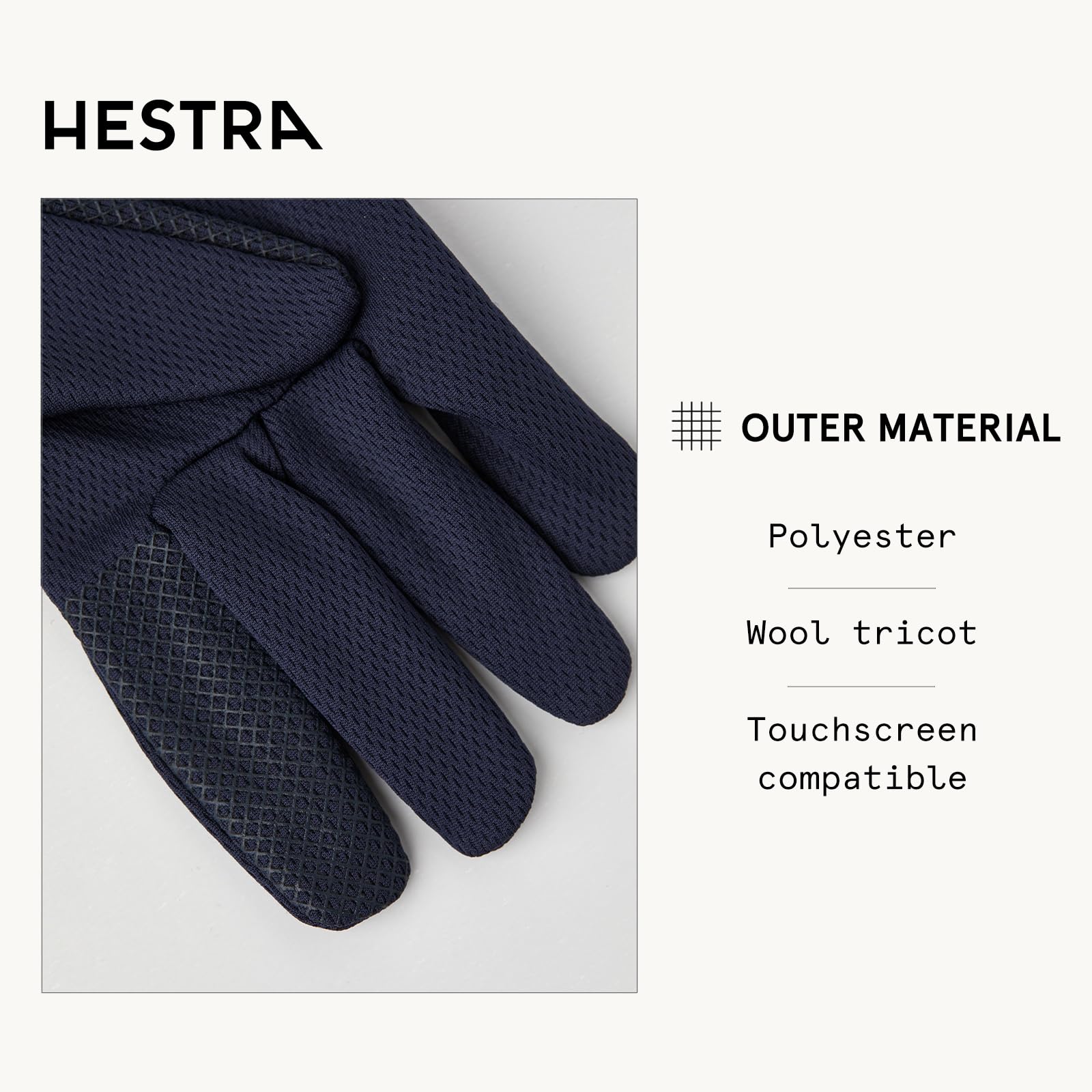 Hestra Touch Point Dry Wool Liner - Machine Washable, Touch Screen Compatible Liner For Additional Layering Or As A Thin Glove - Navy - 9