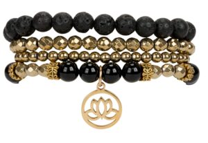 spunkysoul lotus new beginnings bracelet hematite for healing stack bracelet set collection