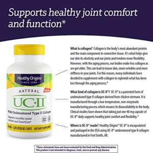 Healthy Origins UC-II, 40 mg - Premium Collagen Supplement for Joint Health, Mobility & Flexibility - Undenatured Type II Collagen - Gluten-Free & Non-GMO Supplement - 120 Veggie Caps