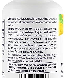 Healthy Origins UC-II, 40 mg - Premium Collagen Supplement for Joint Health, Mobility & Flexibility - Undenatured Type II Collagen - Gluten-Free & Non-GMO Supplement - 120 Veggie Caps