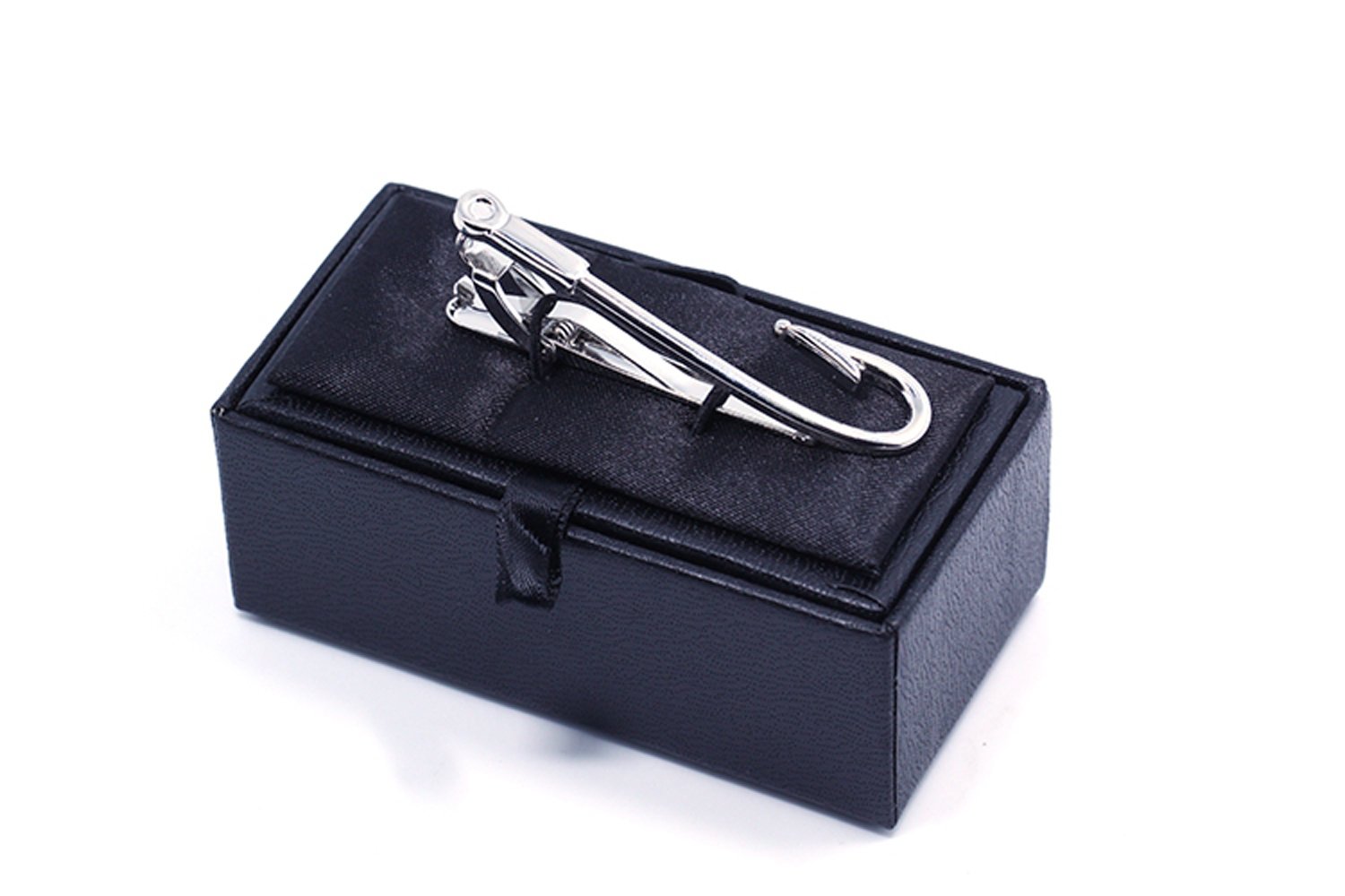 ZUNON Fishing Hooks Tie Clips Bar Tacks Mens Silver Golden Tone Leisure Fishermen Sportsmen Fathers Dad Husband Activities