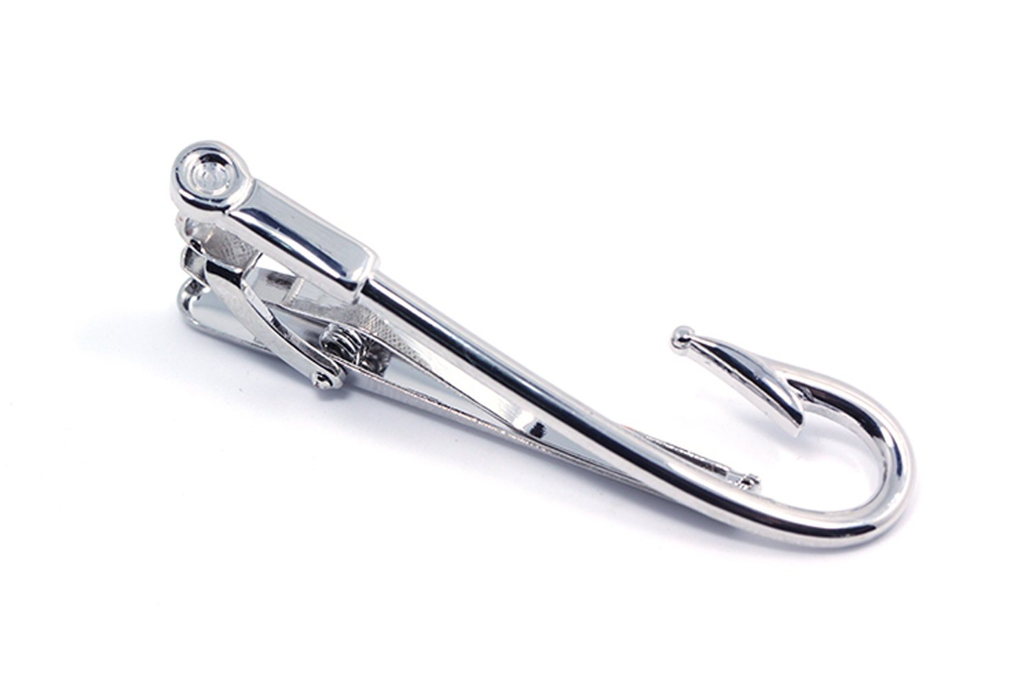 ZUNON Fishing Hooks Tie Clips Bar Tacks Mens Silver Golden Tone Leisure Fishermen Sportsmen Fathers Dad Husband Activities