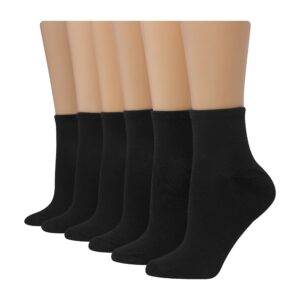 hanes womens 6-pair comfort fit ankle athletic socks, black, 8 12 us