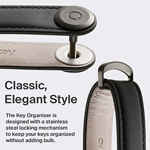 Orbitkey Leather Key Organizer | Durable, Stainless Steel Locking Mechanism, Slim & Quiet Profile | Holds up to 7 Keys, Cognac with Tan Stitching