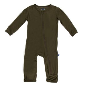 kickee pants boys basic coverall- bark, 6-9 months