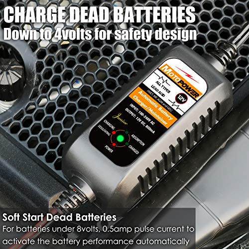 MOTOPOWER MP00205A 12V 800mA Automatic Battery Charger, Maintainer, Trickle and Desulfator