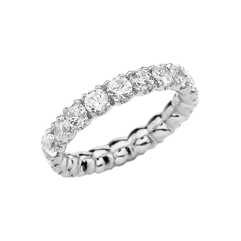 10k White Gold 4.5 Carat Cubic Zirconia Wedding Eternity Band (Size 4.5)