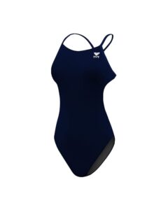 tyr women's solid durafast elite cutoutfit swimsuit - blue, 32