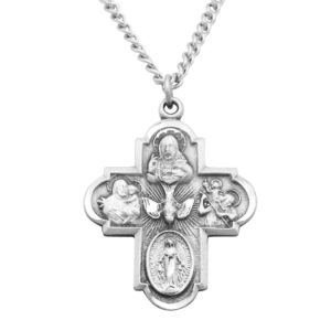 rosemarie collections religious gift traditional catholic four way cross medal pendant necklace 24"