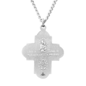 Rosemarie Collections Religious Gift Traditional Catholic Four Way Cross Medal Pendant Necklace 24"