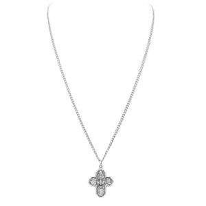 Rosemarie Collections Religious Gift Traditional Catholic Four Way Cross Medal Pendant Necklace 24"