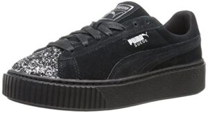 puma women's suede platform crushed gem black aged silver, 9.5 m us