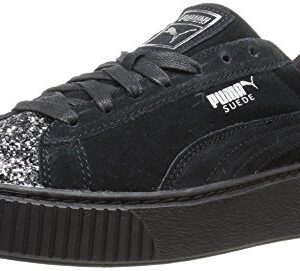 Puma Women's Suede Platform Crushed Gem Black Aged Silver, 9.5 M US