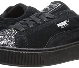 Puma Women's Suede Platform Crushed Gem Black Aged Silver, 9.5 M US