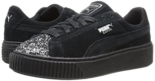 Puma Women's Suede Platform Crushed Gem Black Aged Silver, 9.5 M US