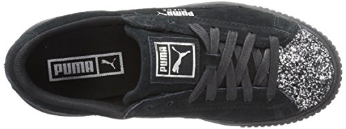 Puma Women's Suede Platform Crushed Gem Black Aged Silver, 9.5 M US