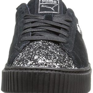 Puma Women's Suede Platform Crushed Gem Black Aged Silver, 9.5 M US