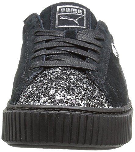 Puma Women's Suede Platform Crushed Gem Black Aged Silver, 9.5 M US