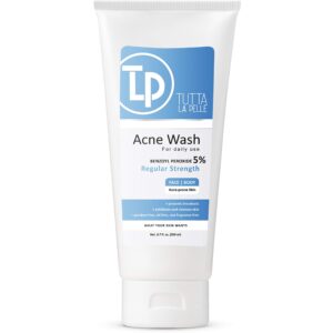 tutta la pelle benzoyl peroxide 5% wash acne treatment face wash & body wash -butt & back acne treatment 6.7 oz