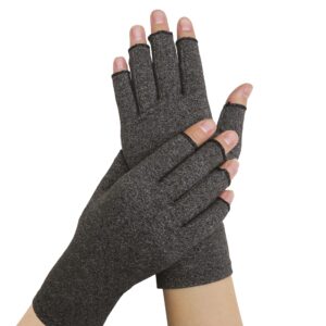 doctor developed compression gloves for women and men/open-finger arthritis gloves/typing gloves/hand compression gloves for arthritis & carpal tunnel, with doctor handbook (grey, s)