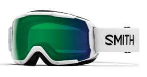 smith optics grom cp goggle - white frame/chromapop everyday green mirror