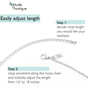 Altitude Boutique Snowy Mountain Necklace for Women, Nature Enthusiasts, Skiers, Snowboarders, Hikers, Campers (Silver)