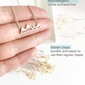 Altitude Boutique Snowy Mountain Necklace for Women, Nature Enthusiasts, Skiers, Snowboarders, Hikers, Campers (Silver)