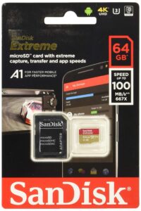 sandisk extreme 64gb microsd, microsdhc, microsdxc, 4k uhd- sdsqxa2-064g-gn6ma, a1/a2