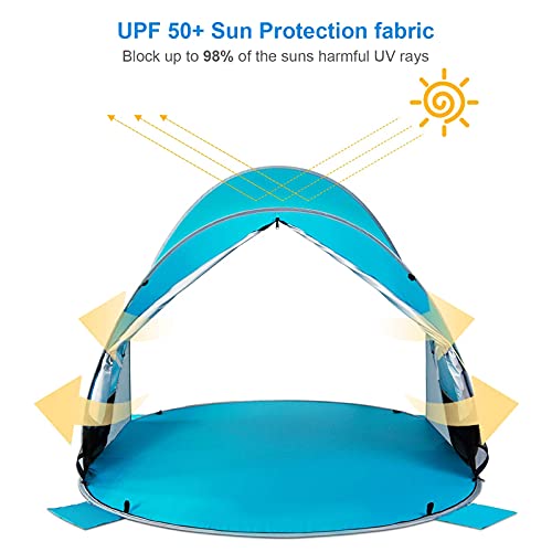 WolfWise UPF 50+ Easy Pop Up 3-4 Person Beach Tent Sport Umbrella Instant Sun Shelter Tent Sun Shade Canopy