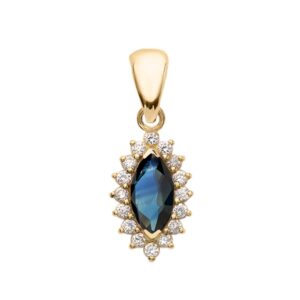 gemstone necklaces diamond and sapphire 14k yellow gold fancy pendant