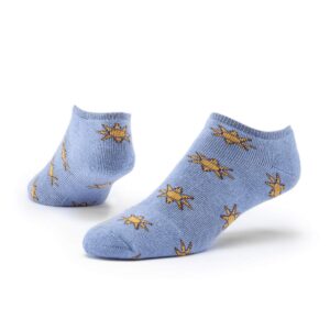 maggie's organics natural cotton patterned cushion footie socks for men & women - one pair large size sunny day 10-13