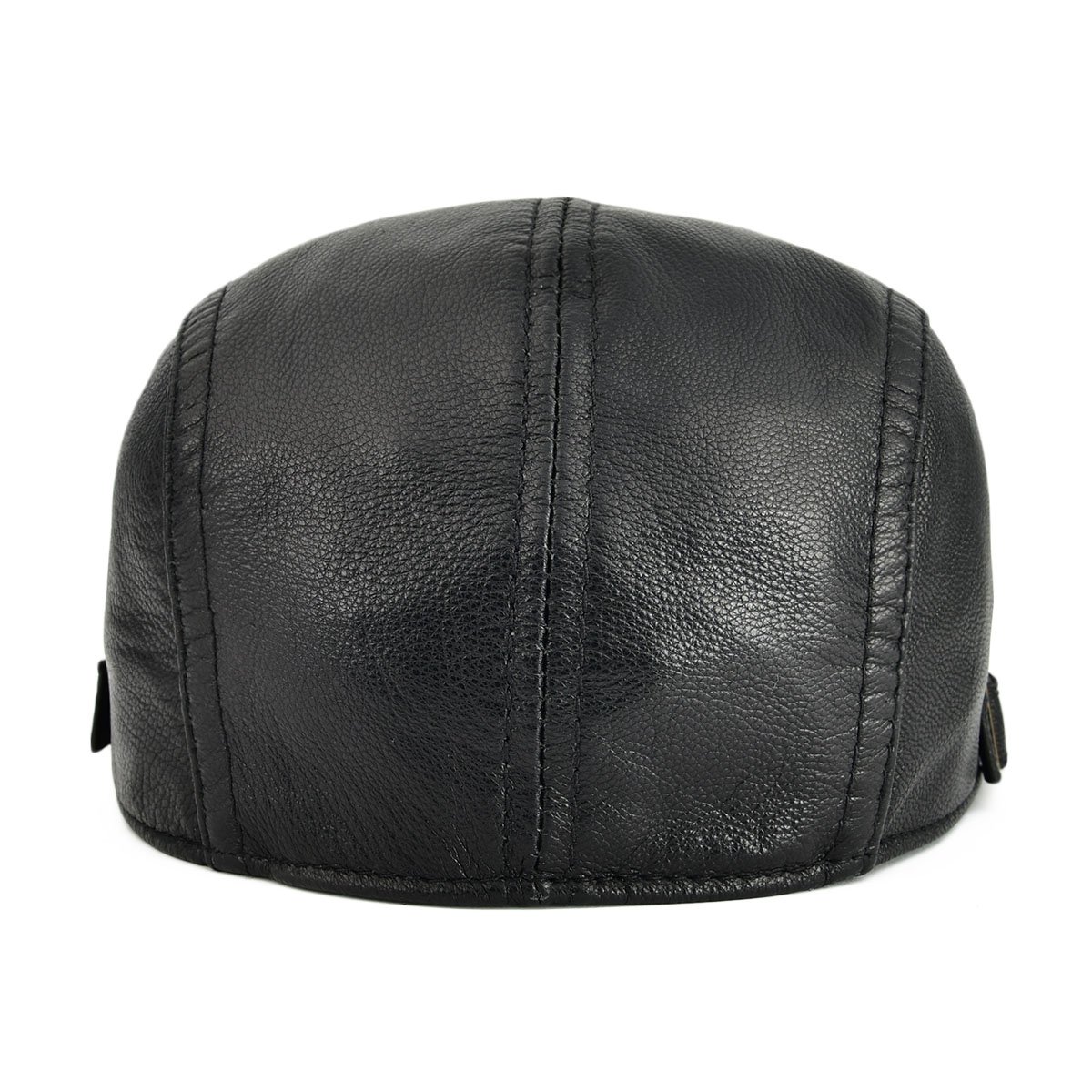 VOBOOM Men Women Adjustable Genuine Leather Ivy Cap Newsboy Hat (Black)