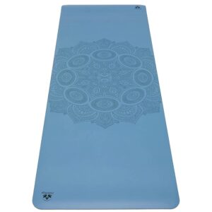 premium clever yoga mat - extra long yoga mat suitable for all yoga types - workout mat for home or on the go - includes our perfect fit mat bag - blue