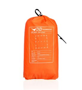 dd hammocks - dd tarp 3x3 - sunset orange (10ft x 10ft) - 100% waterproof lightweight & multifunctional high visibility rainfly tarp tent shelter for camping, bushcraft & scouts