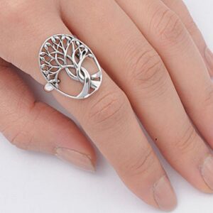 Tree of Life Ring Solid 925 Sterling Silver Family Tree of Life Band 3-14 Simple Plain, Size-9