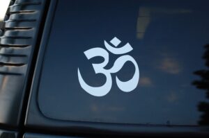 yoga om symbol vinyl decal - choose color (v32) (white)