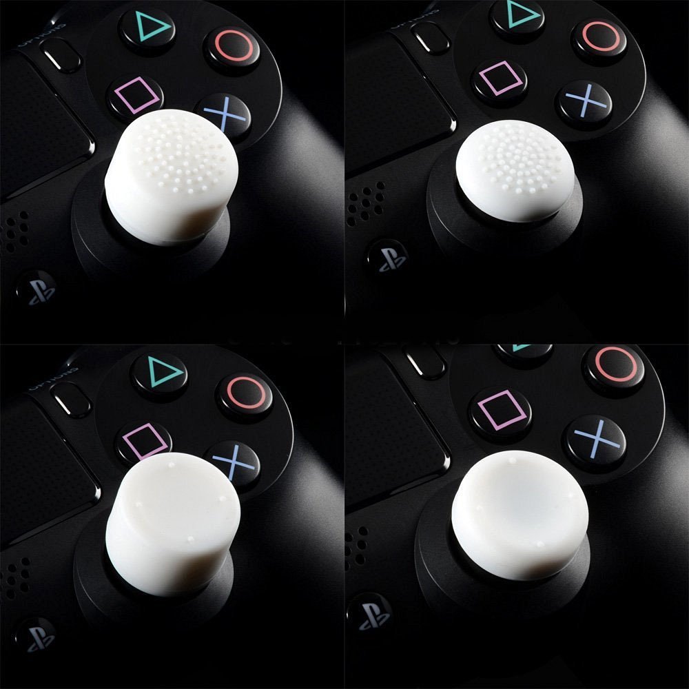 Ambertown Pack of 8 pcs Analog Controller Gamepad Raised Antislip Thumb Stick Grips Thumbsticks Joystick Cap Cover for PS5, PS4, PS3, Switch Pro, Xbox one, Xbox 360, Wii U, PS2 Controller (White)