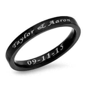 forevergifts personalized 4mm stainless steel band ring - free engraving (stainless-steel, 7)