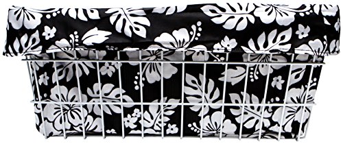 Cruiser Candy Large Bike Basket Liner, Adult Trike Bicycle Basket Liner, Rear Extra Large Trike Only Basket Liner (Black Hibiscus, Large 21x15x10)