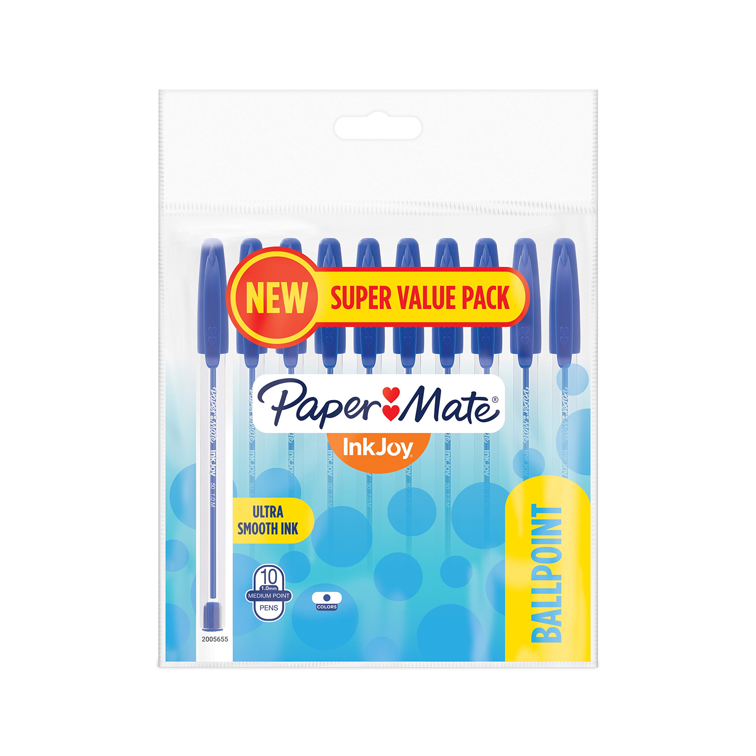 Paper Mate 2005655 InkJoy 50ST Ballpoint Pens, Medium Point (1.0mm), Blue, 10 Count