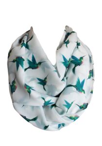 etwoa teal blue birds pattern infinity scarf circle scarf loop scarf