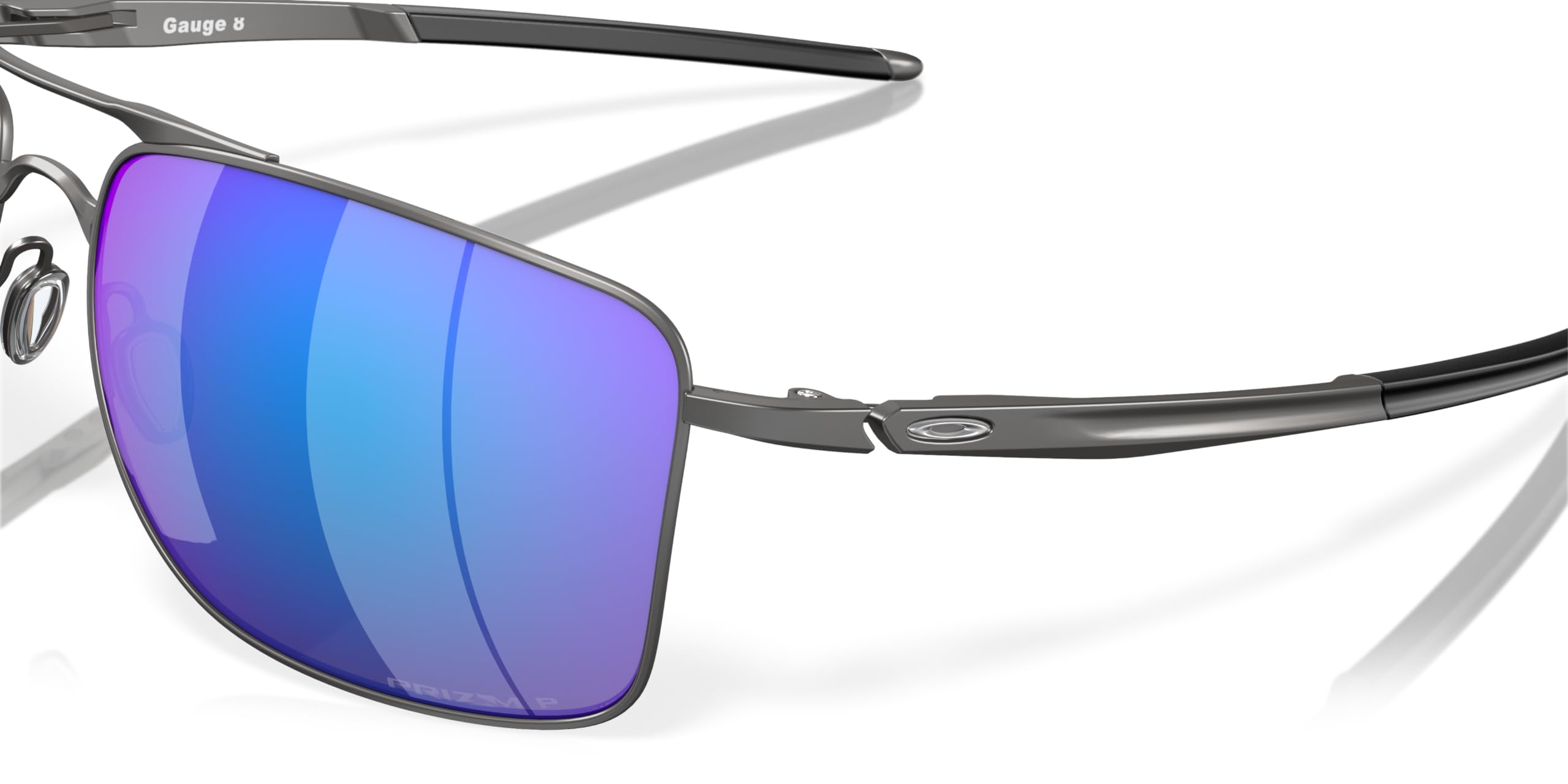 Oakley Men's OO4124 Gauge 8 Rectangular Sunglasses, Matte Gunmetal/Prizm Sapphire Iridium Polarized, 62 mm